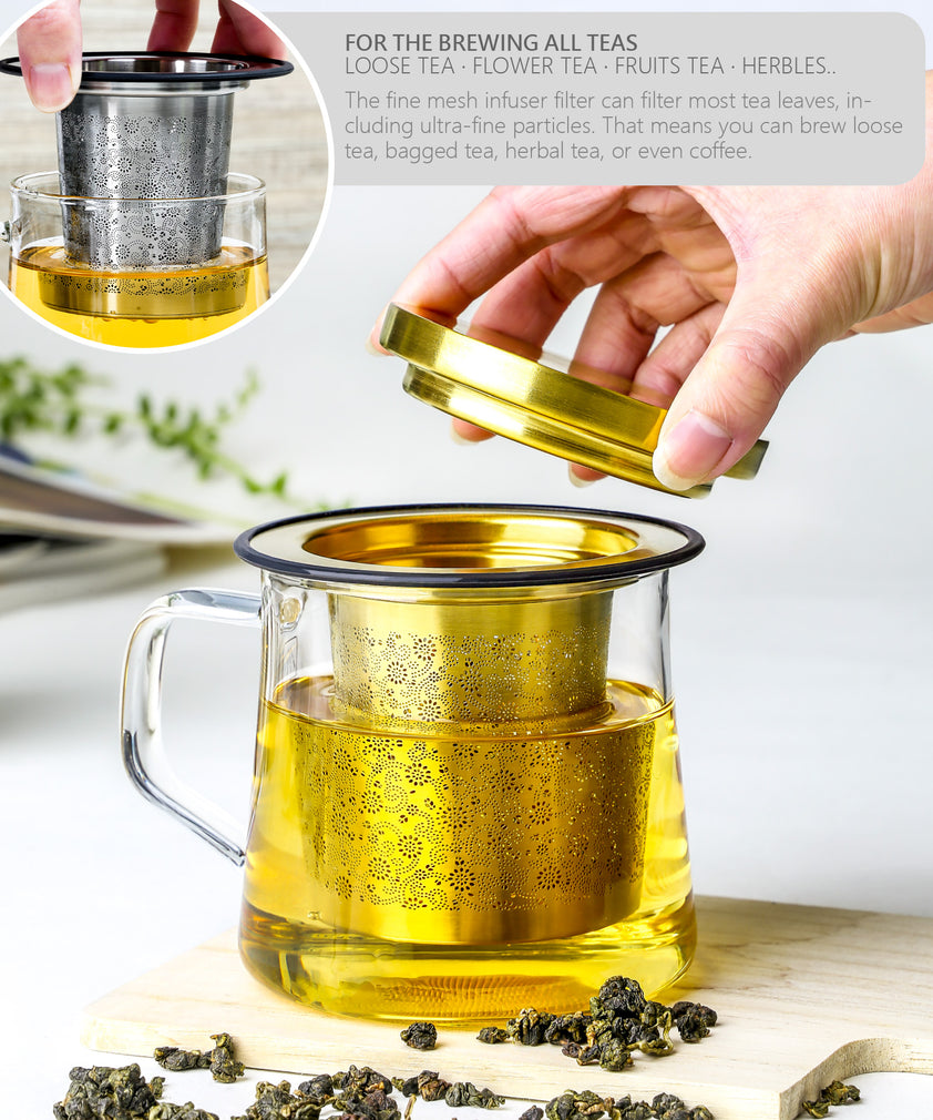 Glass Tea Mug with Infuser - Aurora Tea Mug (Wide) – EILONG®